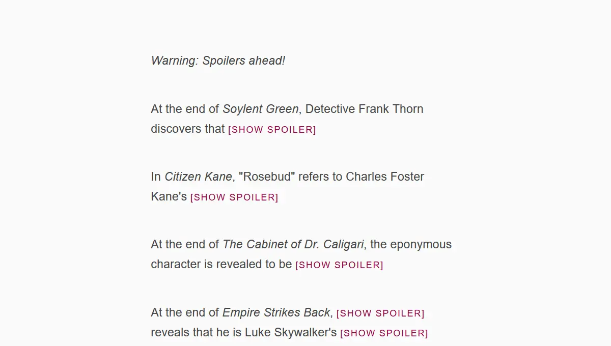 HTML & with CSS - Spoiler Alert With And example : CSS Mix